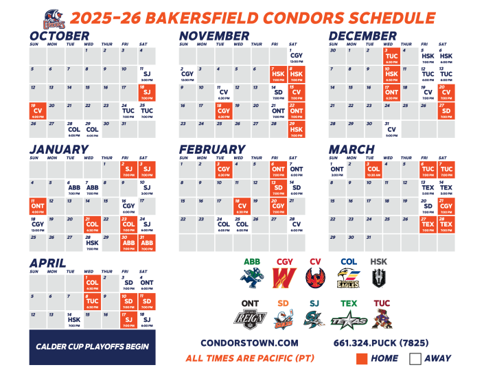2025-26 Schedule Unveiled! – BakersfieldCondors.com