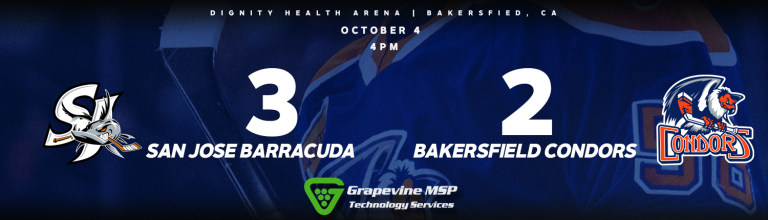 PRESEASON GAME RECAP: San Jose 3, Condors 2 (SO) – BakersfieldCondors.com